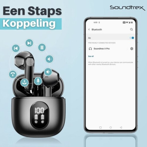 Soundtrex X-Pro Draadloze oordopjes - Bluetooth Oordopjes - Oortjes ...